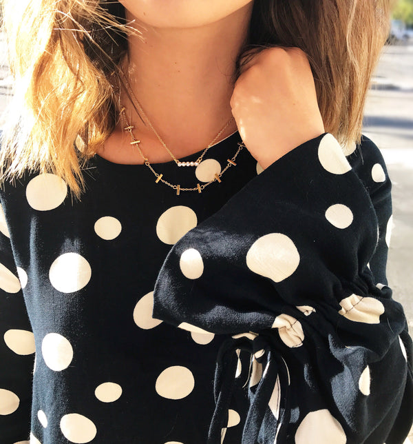 Elena Cross Bar Necklace - Mas Femme